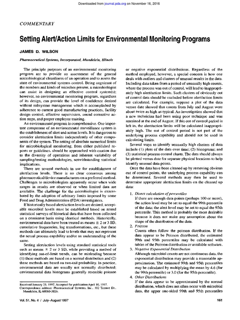1997wilson161-2 Setting Alert Action Limit | PDF | Percentile | Poisson ...