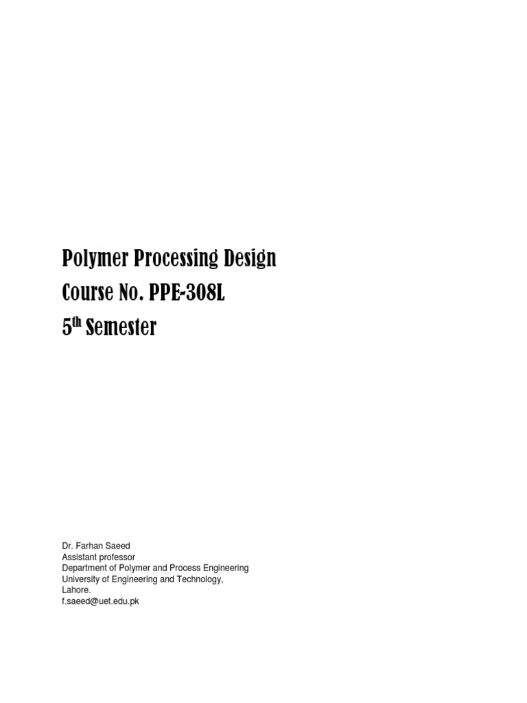 Polymer Processing Design Laboratory | PDF | Extrusion | Thermoplastic