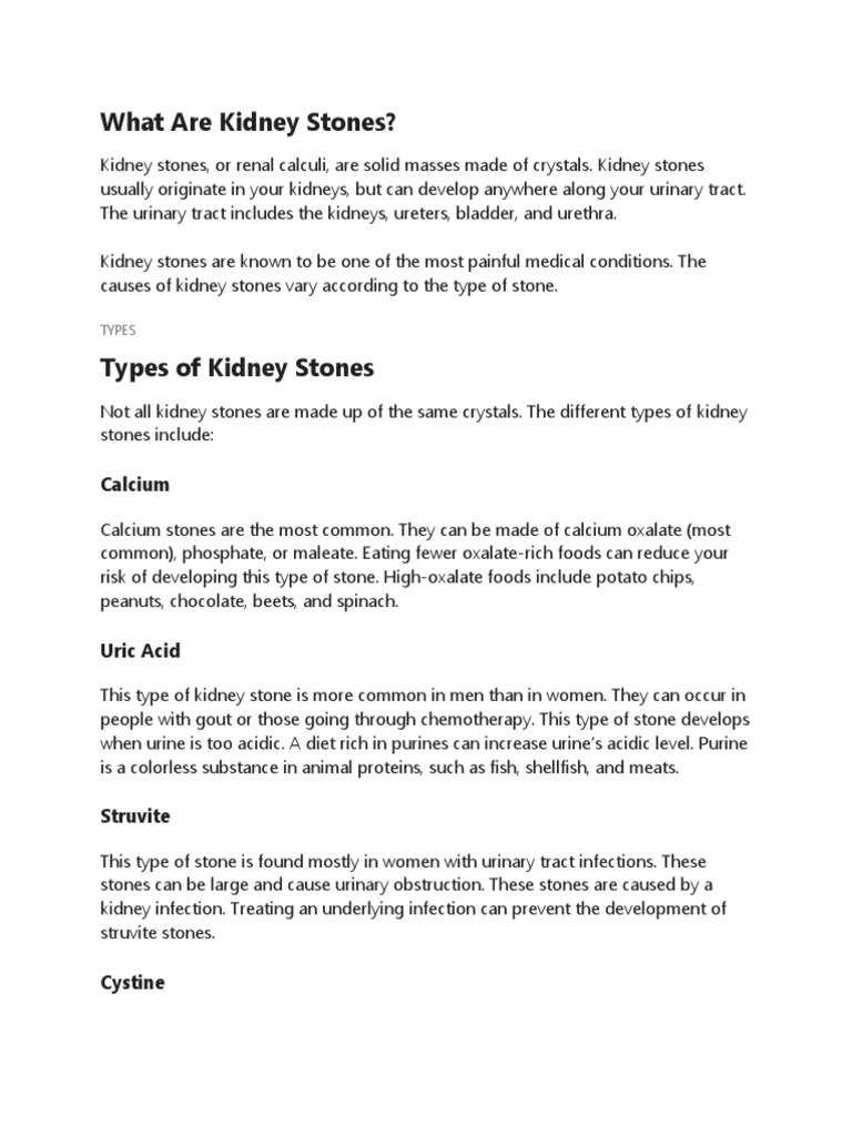What Are Kidney Stones | PDF | Kidney | Urine