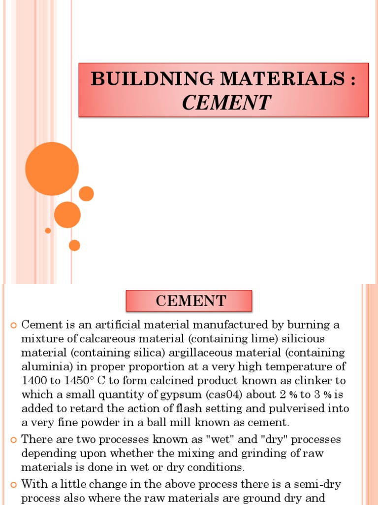 Buildning Materials:: Cement | PDF | Lime (Material) | Concrete