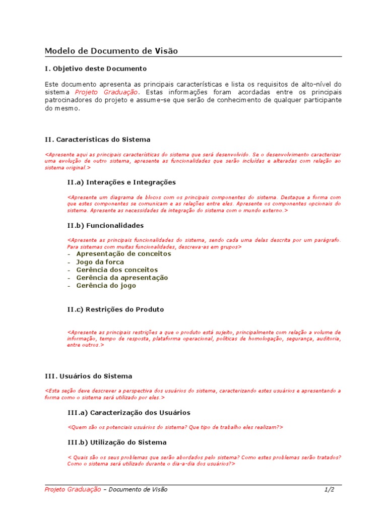 Documento de Visão - Como Fazer | PDF | Sistema | Programas