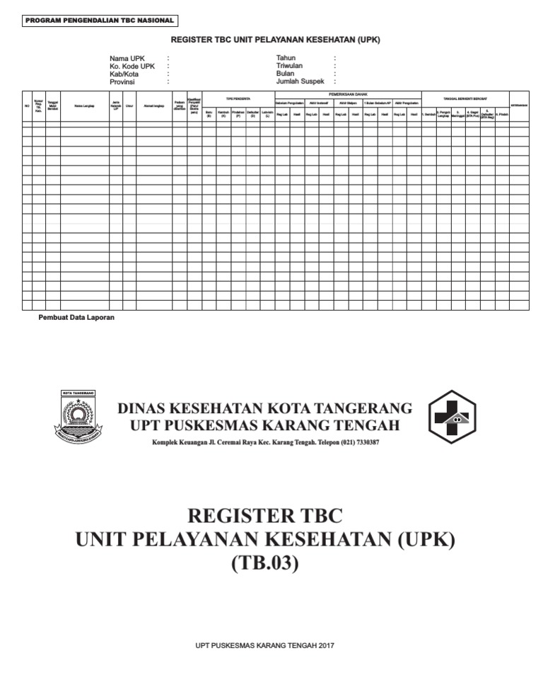 Format Register TB 03 untuk UPK | PDF