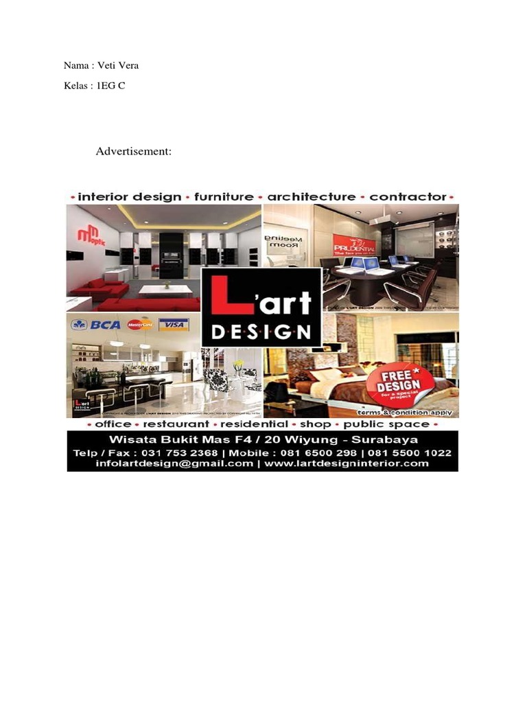Advertisement:: Nama: Veti Vera Kelas: 1EG C | PDF