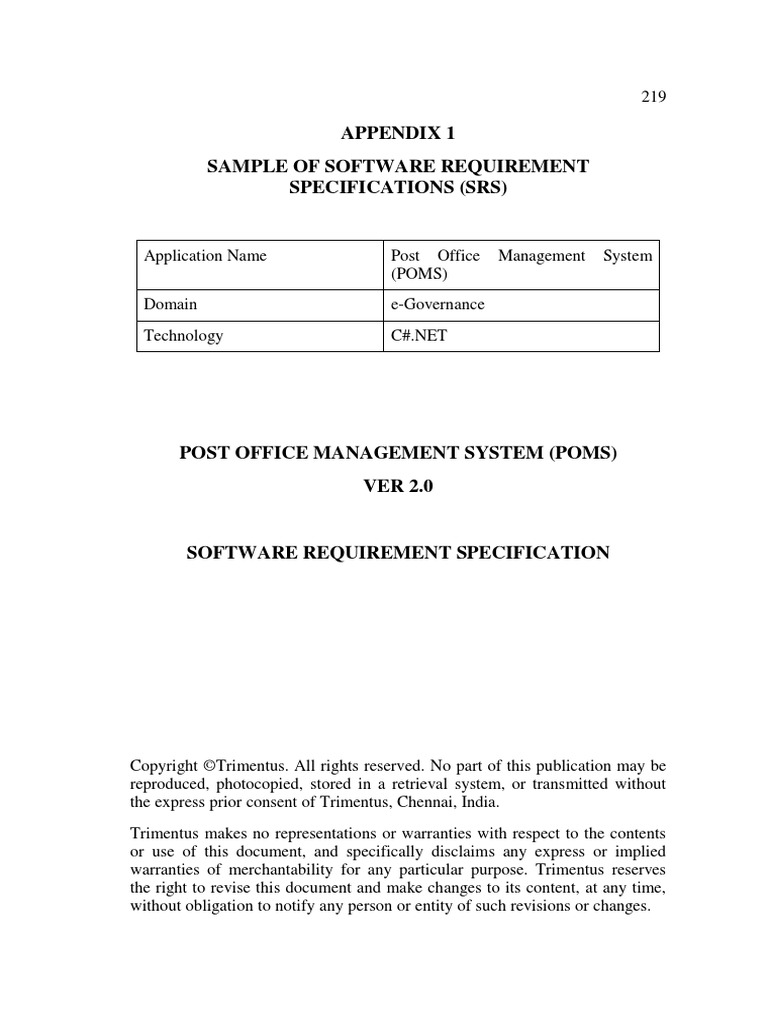 Appendix 1 Sample of Software Requirement Specifications (SRS) | PDF | Subroutine | Control Flow