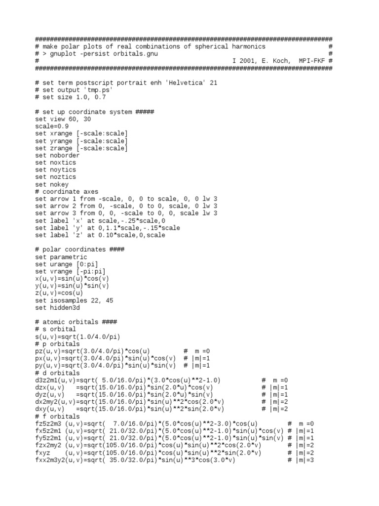 Orbital Gnuplot | PDF | Quantum Chemistry | Quantum Mechanics