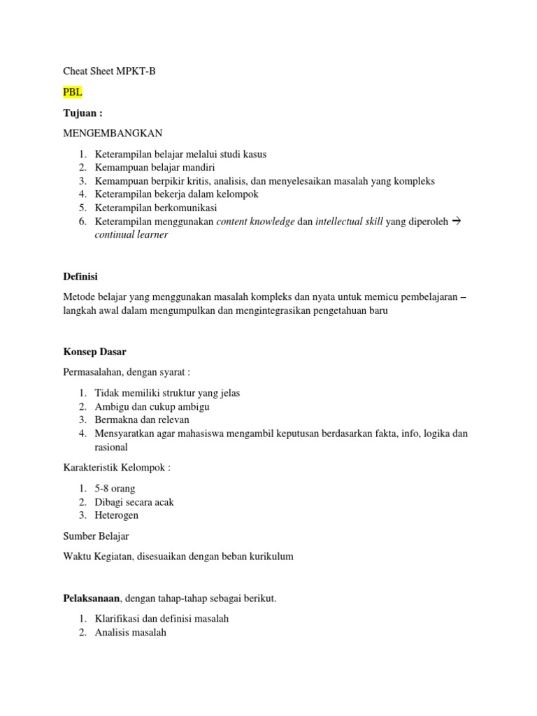 Cheat Sheet MPKT | PDF