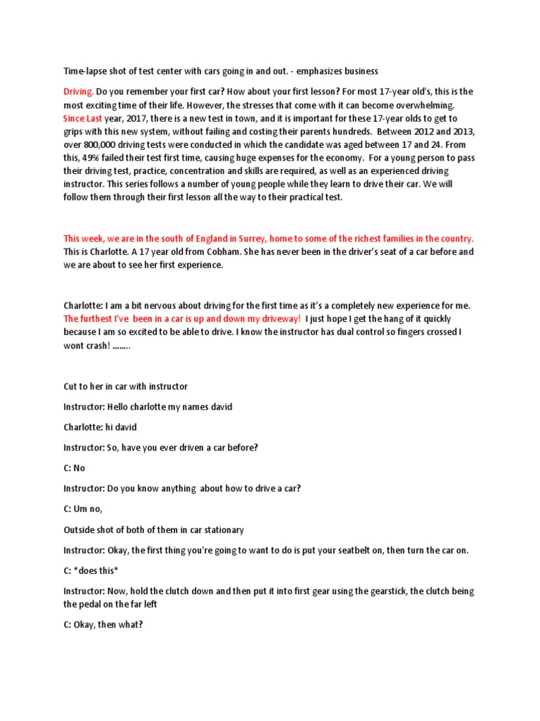 Script Draft 2 | PDF | Driving | Car