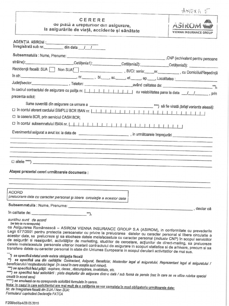 Cerere Plata Asirom | PDF