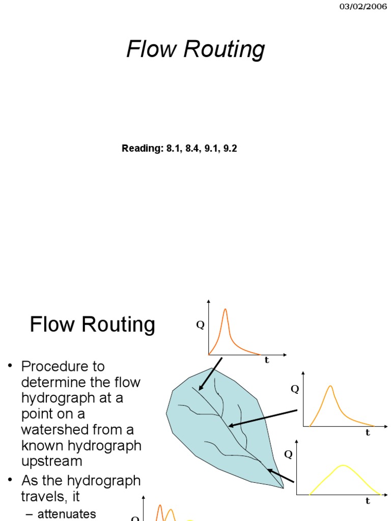 Flow Routing: Reading: 8.1, 8.4, 9.1, 9.2 | PDF | Discharge (Hydrology ...