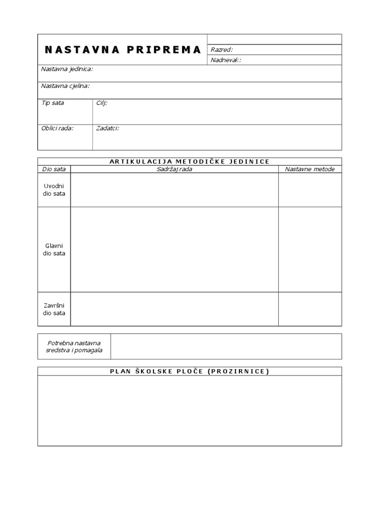 Priprema Nastavnog Sata 2 | PDF