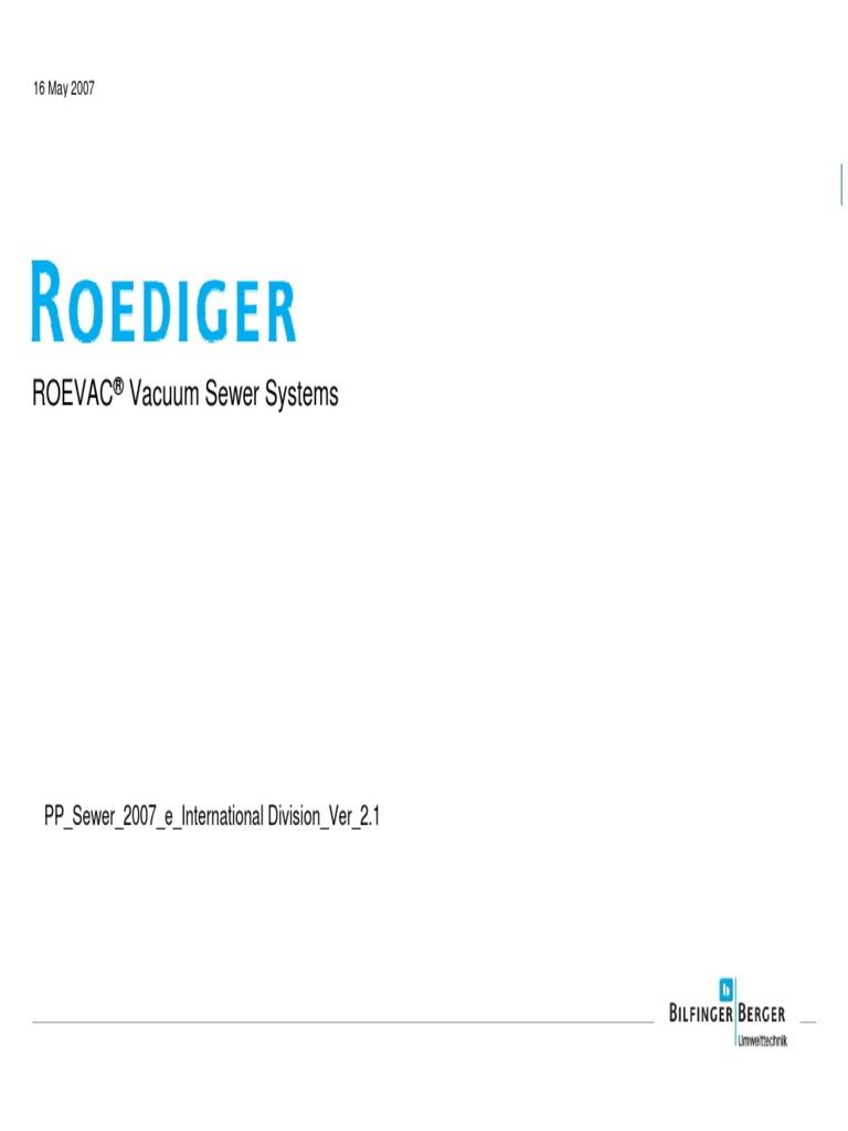 ROEDIGER 2007 RoeVac Vacuum Sewer System PDF Presentation | Sanitary Sewer | Hydrology