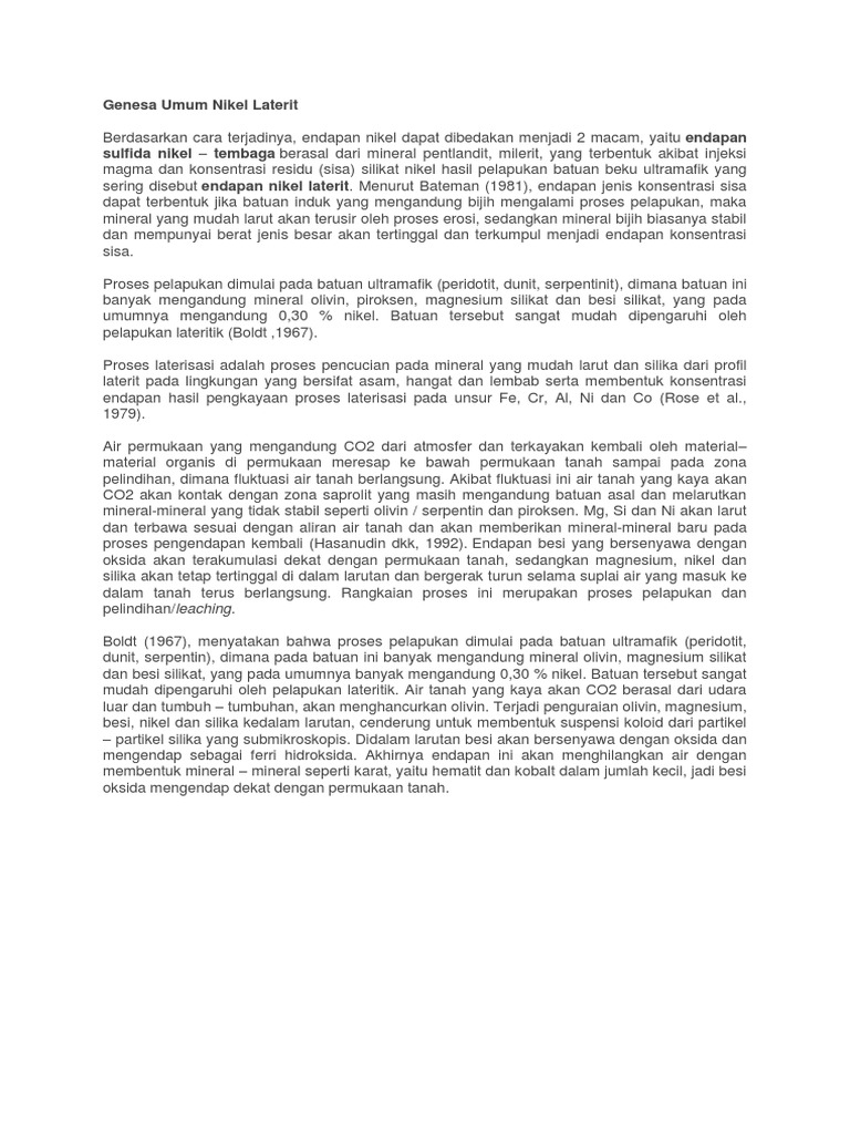 Genesa Umum Nikel Laterit | PDF