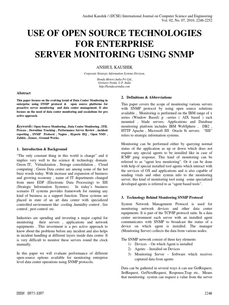 Open Source SNMP Server Monitoring | PDF | Data Center | Communications ...