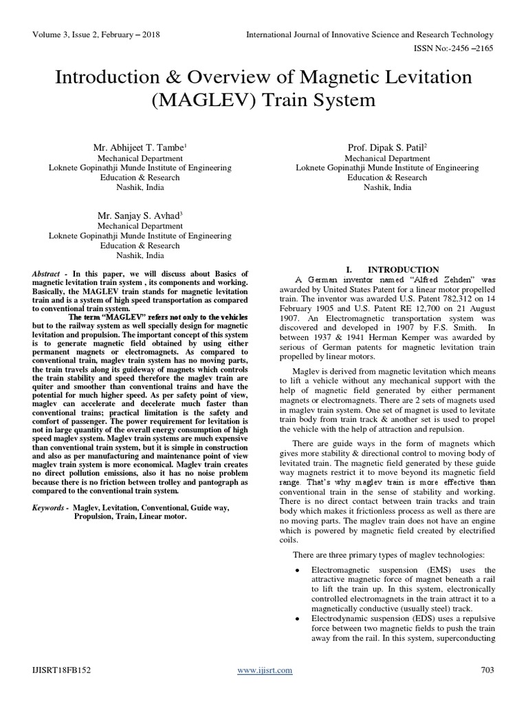 Issues in Maglev Train Systems | PDF | Superconductivity | Train