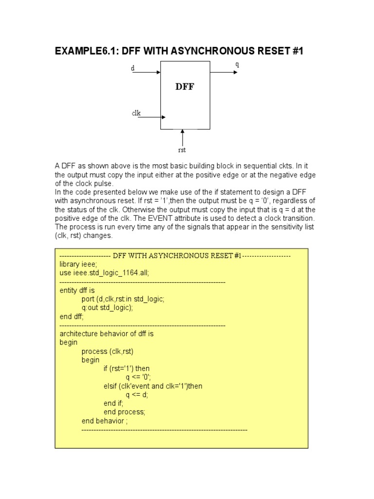 Example6.1: DFF With Asynchronous Reset #1 | PDF | Electronic Design ...