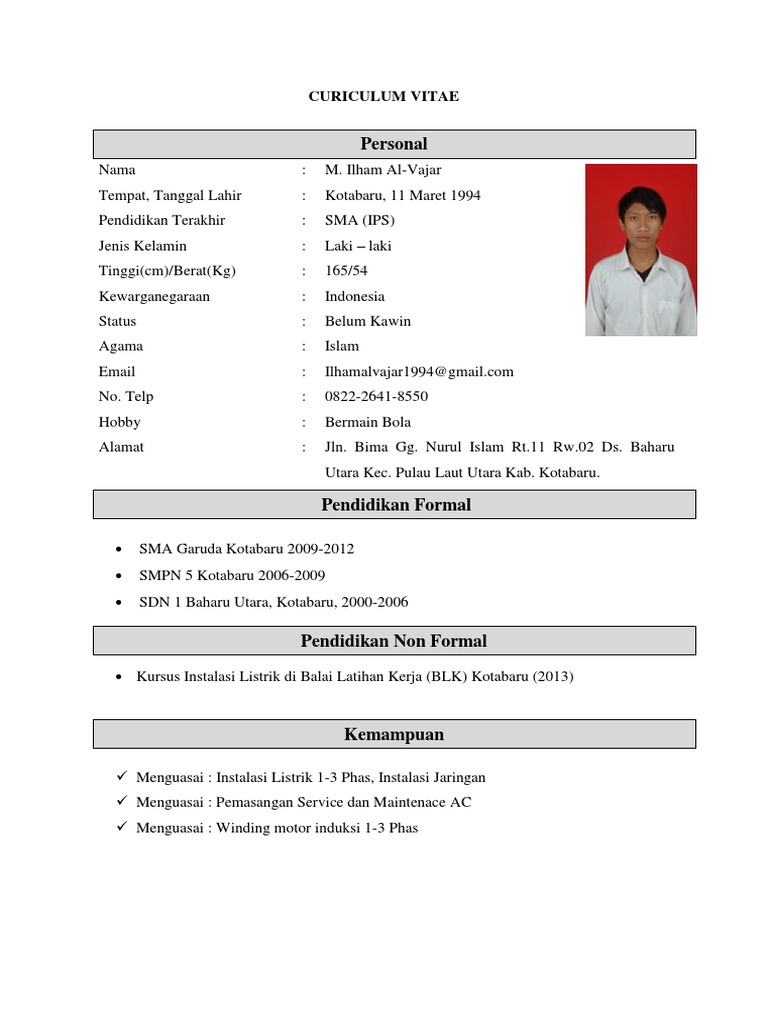 CV. Mas Ilham | PDF