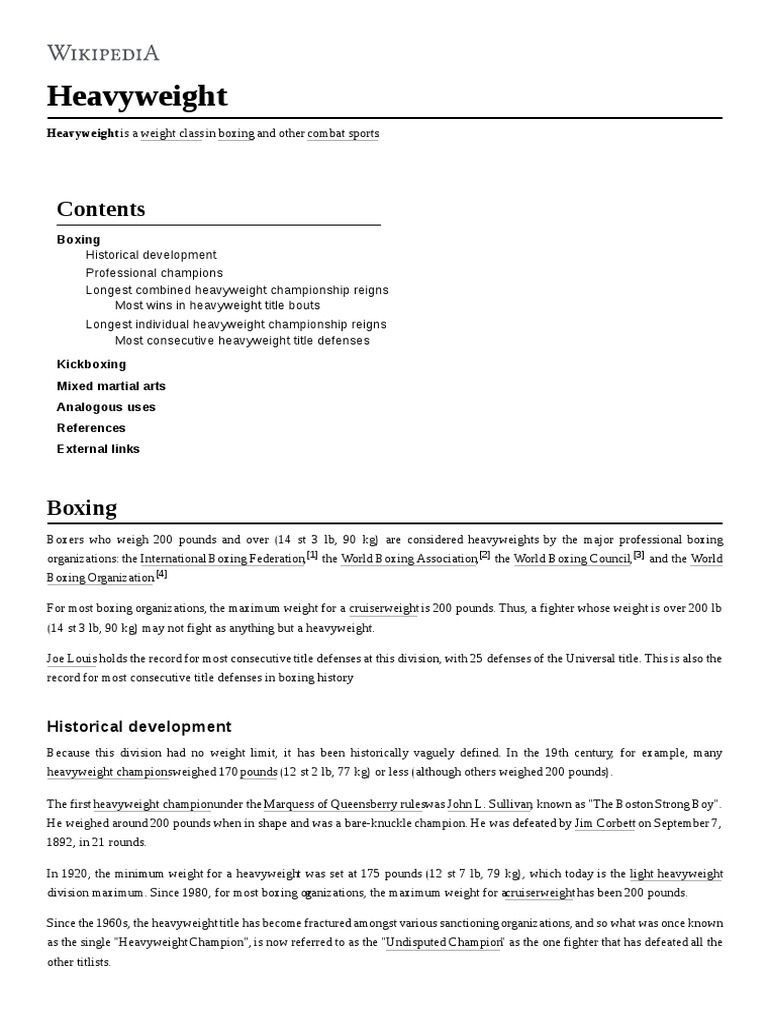 Heavyweight: Heavyweight Is A Weight Class in Boxing and Other Combat ...