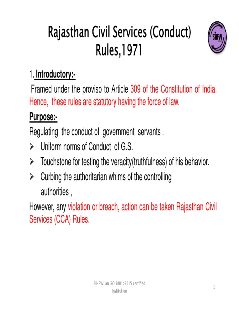 Conduct Rules | PDF | Marriage | Iso 9000