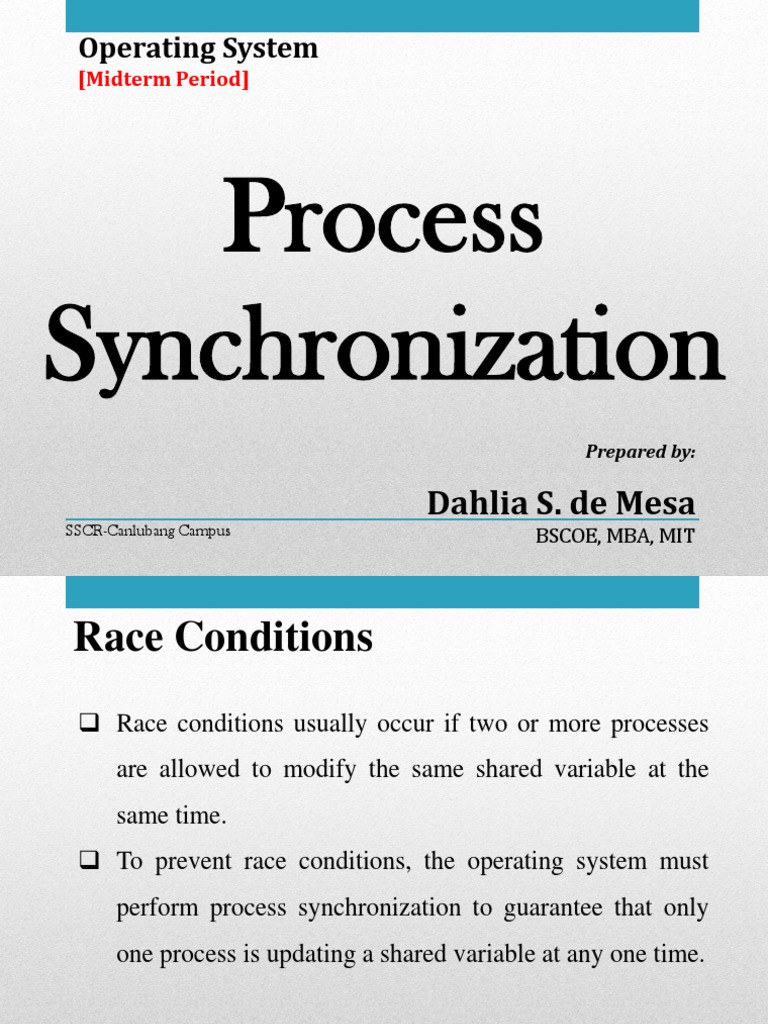 6 Process Synchronization Pdf Systems Engineering System Software