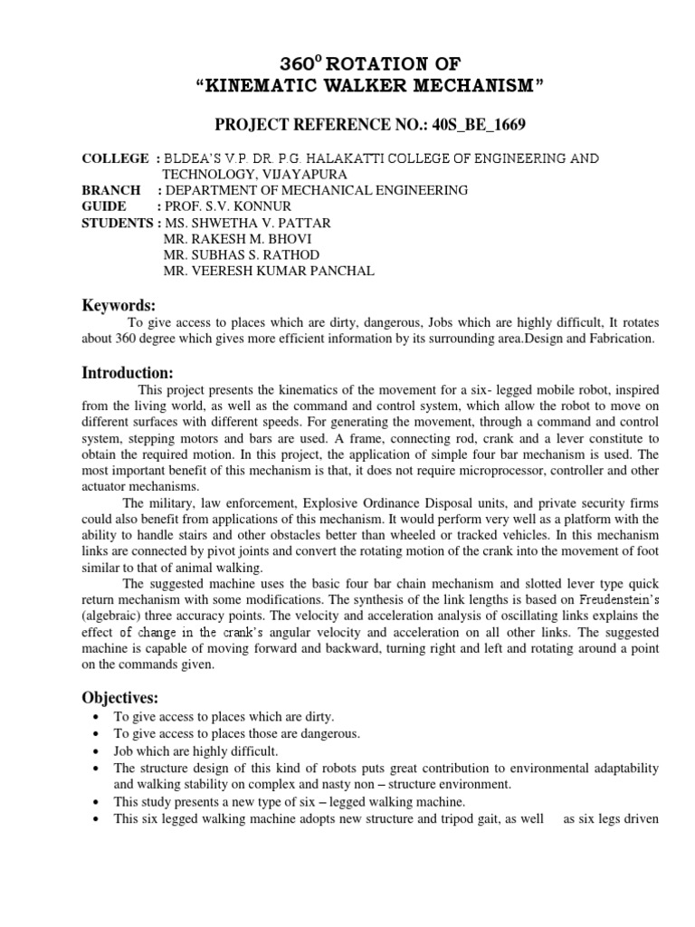 360 Rotation of "Kinematic Walker Mechanism": Project Reference No ...