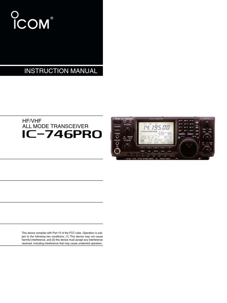 Icom IC-746 Pro Instruction Manual | PDF | Electromagnetic Interference ...