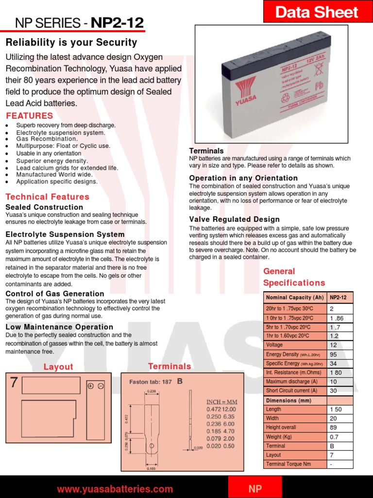 NP Series - Np2-12: Reliability Is Your Security | PDF | Battery ...
