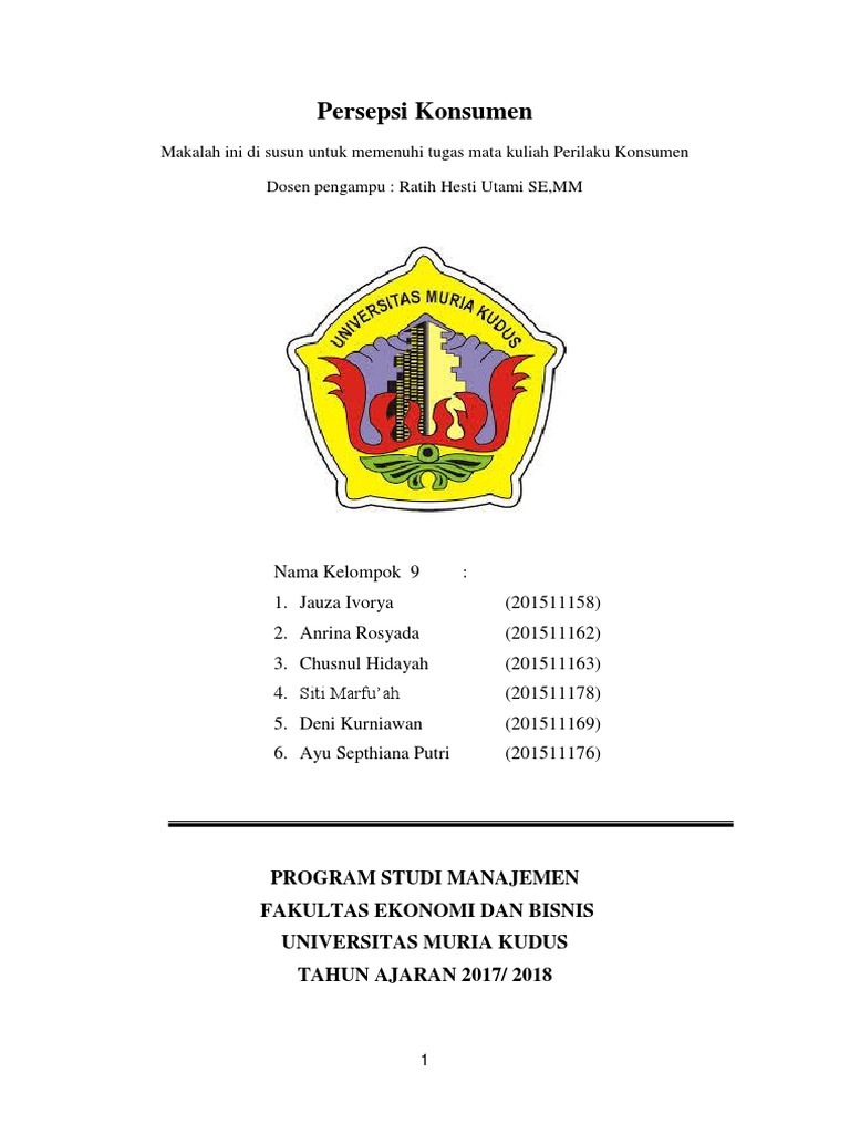 Makalah Persepsi Konsumen (Chusnul Hidayah) | PDF