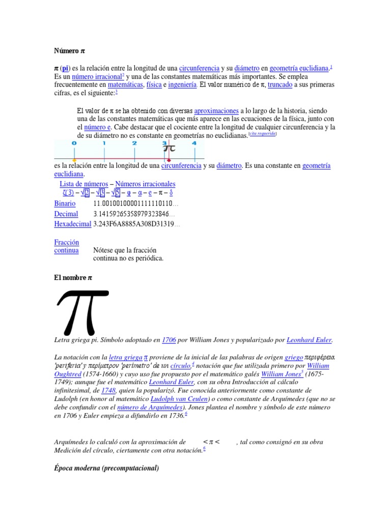 Número Pi | PDF | Pi | Matemática Elemental