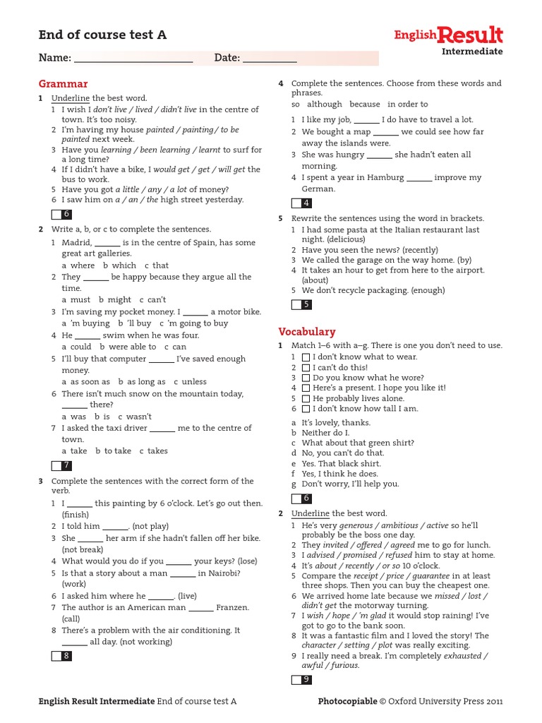 Intermediate End of Course Test A | PDF | Nature