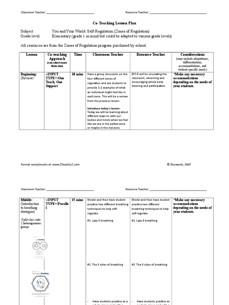 Self Regulation Lesson Plan PDF Classroom Lesson Plan