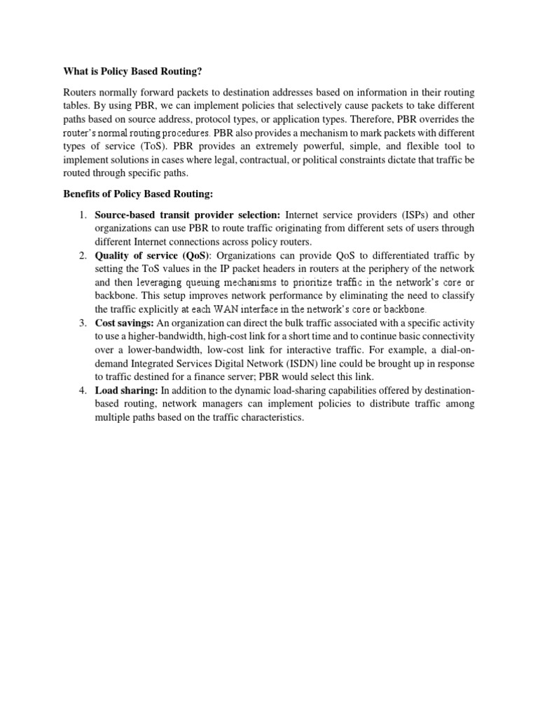 Policy Based Routing | PDF