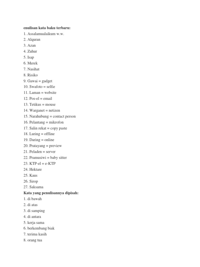 Cara Penulisan Kata Sesuai Puebi | PDF