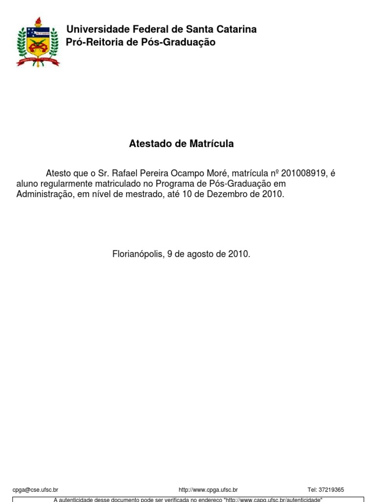 Atestado Matricula | PDF
