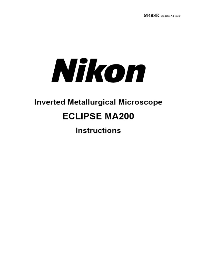 Nikon Eclipse MA200 Microscope Manual | PDF | Microscopy | Microscope