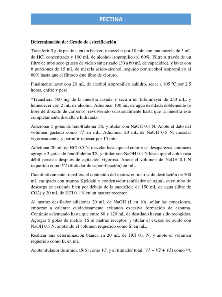 Grado De Esterificación Pdf Compuestos Químicos Sustancias Químicas