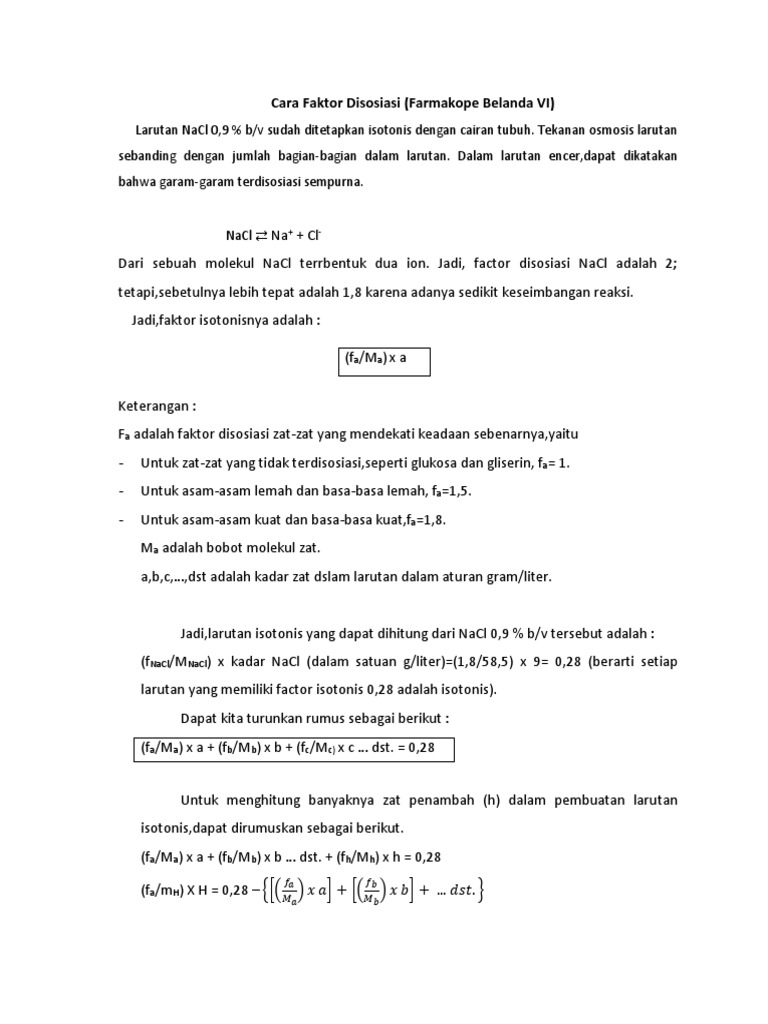 Cara Faktor Disosiasi | PDF