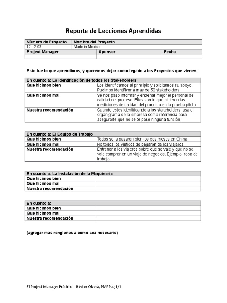 10.3 Reporte de Lecciones Aprendidas