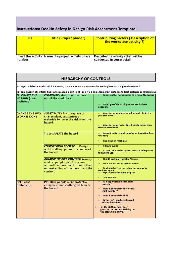 Design Risk Assessment Template | PDF | Personal Protective Equipment ...