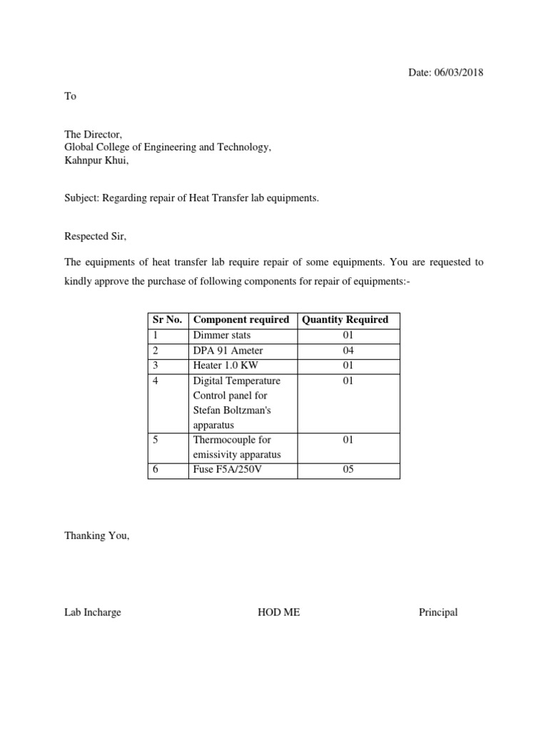 Lab Requirements | PDF | Mechanical Engineering | Engineering