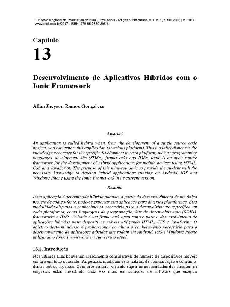 Ionic Framework | PDF | Android (sistema operacional) | Sistema operacional
