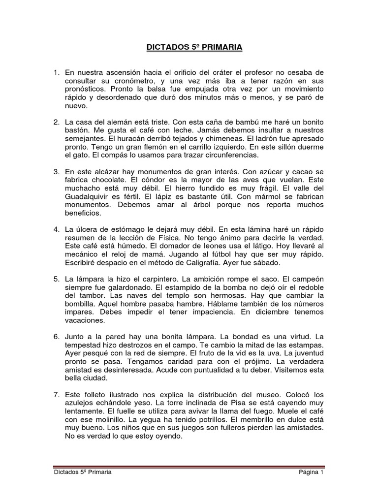 Dictados Primaria PDF | PDF | Naturaleza | Ocio