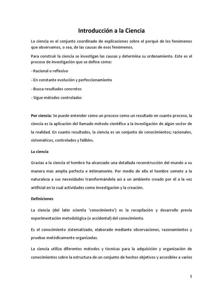 1 Introducción A La Ciencia | PDF | Science | Conocimiento