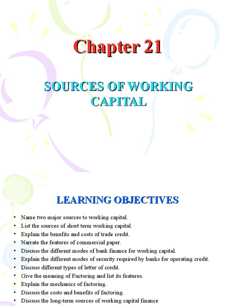 Sources of Working Capital | Download Free PDF | Factoring (Finance ...
