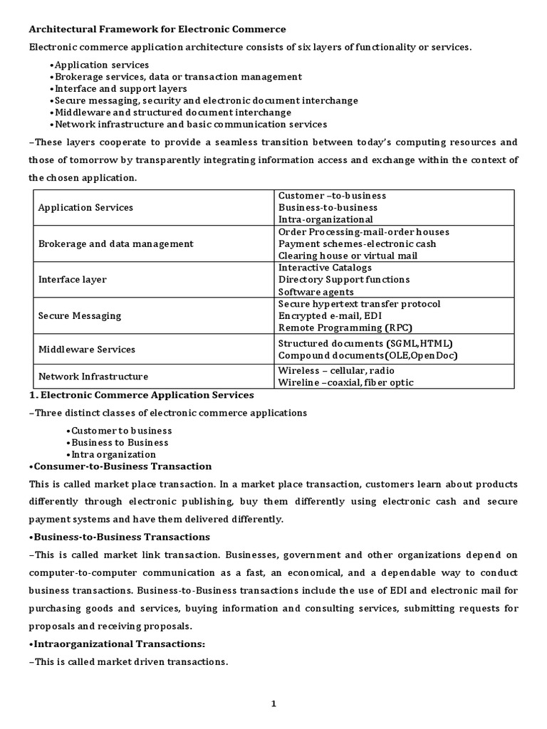 Architectural Framework For Electronic Commerce | PDF | Electronic Data Interchange | Computer ...