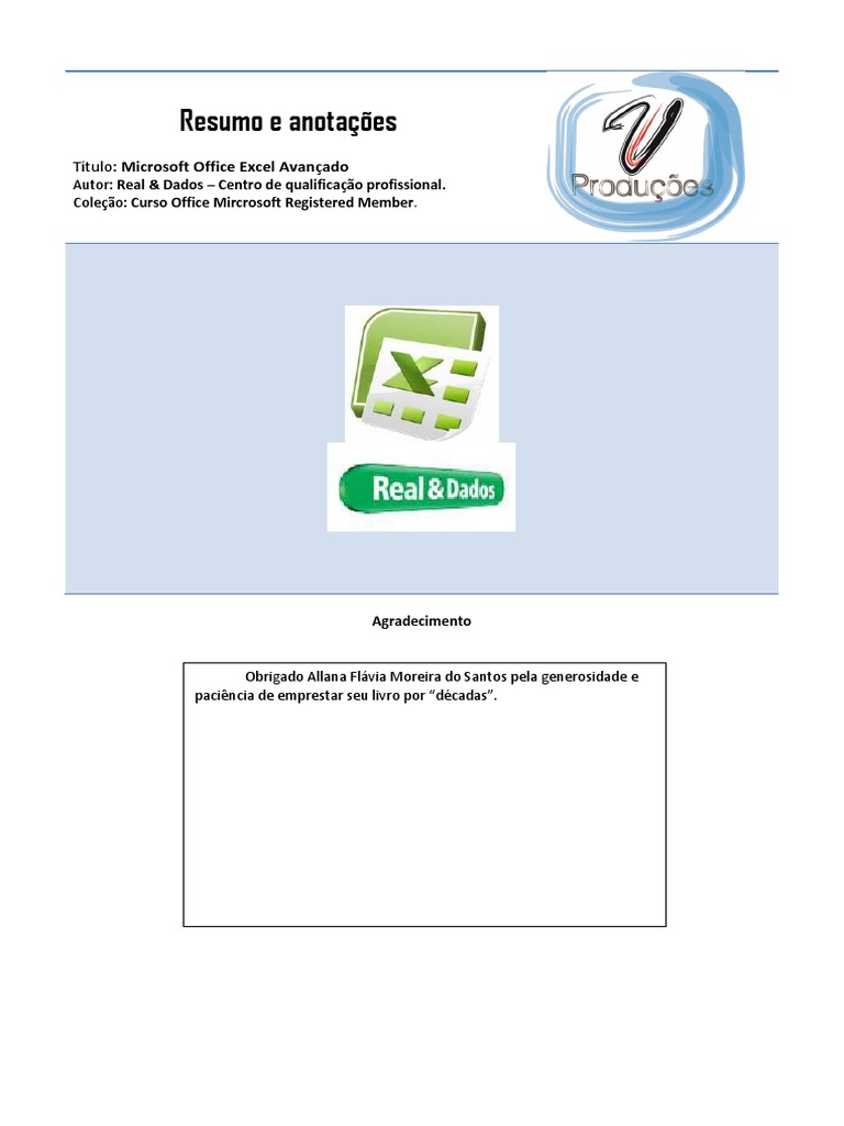 Resumo - Microsoft Office Excel Avançado | PDF | Planilha | Função ...