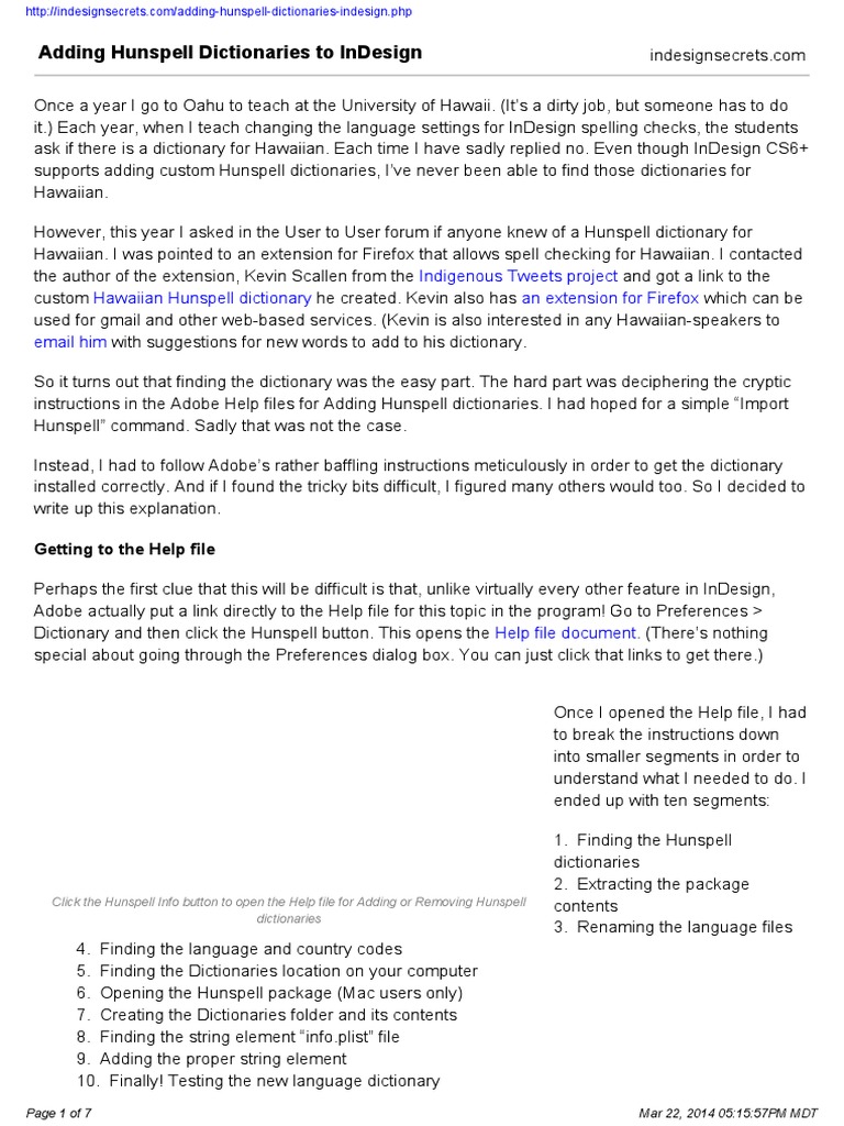 InDesign Hunspell Guide | PDF | Adobe In Design | Directory (Computing)