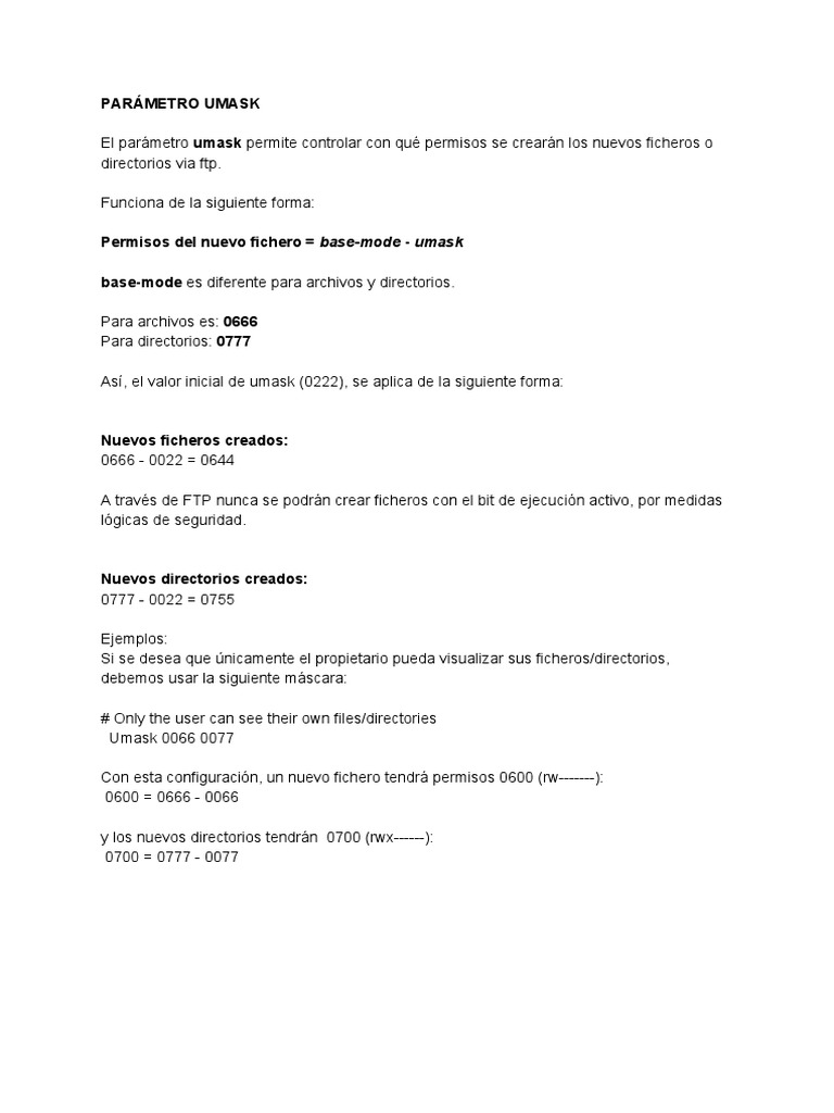 Uso de Umask | PDF