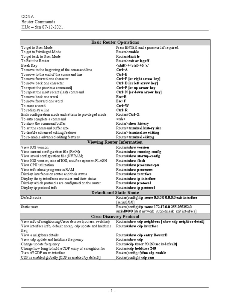 Router Commands | PDF