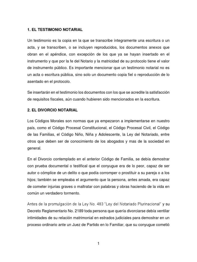 El Testimonio Notarial | PDF | Voluntad y testamento | Derecho privado