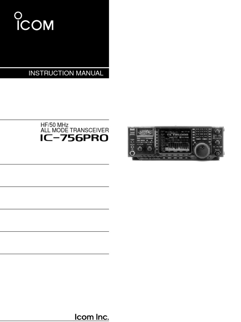 Icom IC-756Pro Instruction Manual | PDF | Frequency Modulation | Microphone